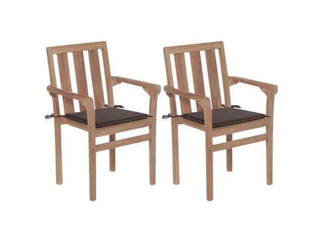 Click here for vidaXL 2x Solid Teak Wood Patio Chairs with Taupe... prices