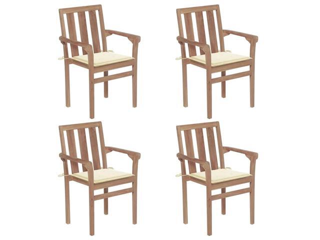 Click here for vidaxL 4x Solid Teak Wood Stackable Patio Chairs w... prices