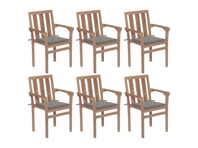 Click here for vidaXL 6x Solid Teak Wood Stackable Patio Chairs w... prices