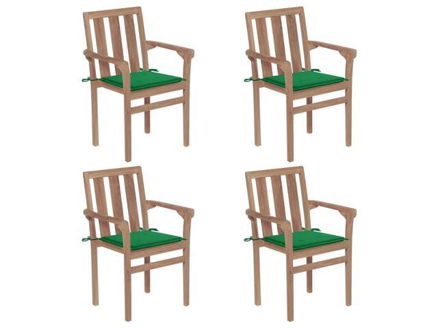 Click here for vidaxL 4x Solid Teak Wood Stackable Patio Chairs w... prices