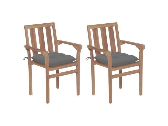 Click here for vidaXL 2x Solid Teak Wood Patio Chair with Gray Cu... prices