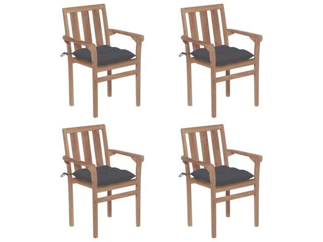 Click here for vidaxL 4x Solid Teak Wood Stackable Patio Chairs w... prices