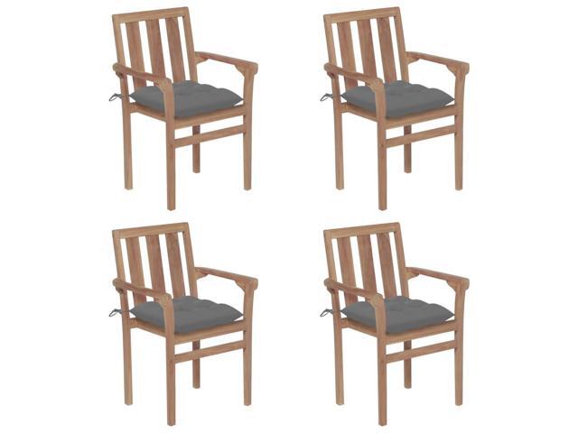 Click here for vidaxL 4x Solid Teak Wood Stackable Patio Chairs w... prices