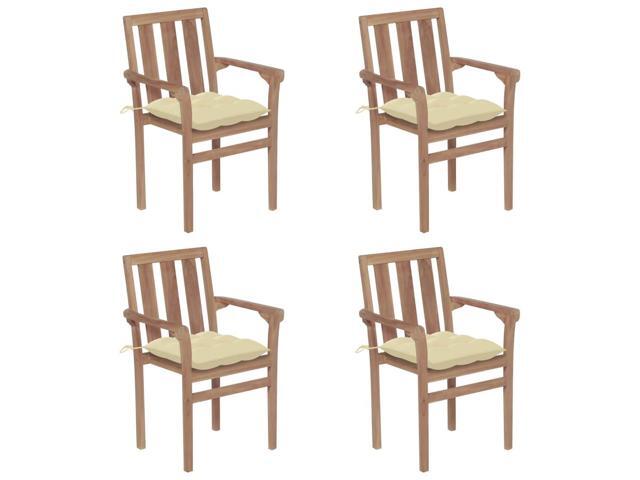 Click here for vidaxL 4x Solid Teak Wood Stackable Patio Chairs w... prices