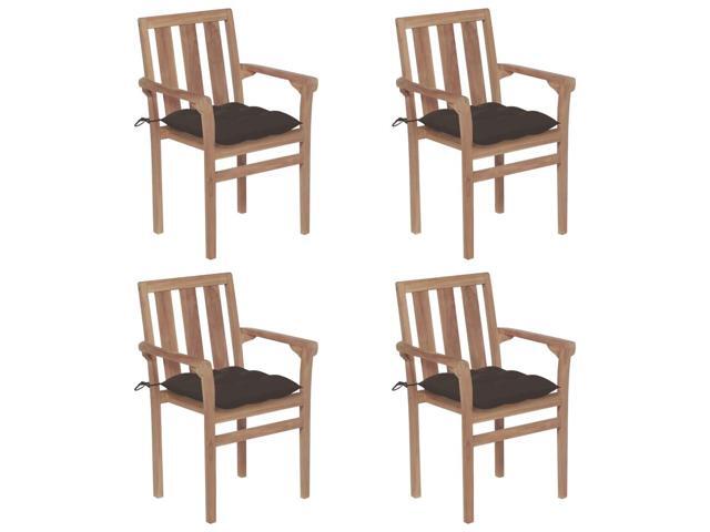 Click here for vidaxL 4x Solid Teak Wood Stackable Patio Chairs w... prices