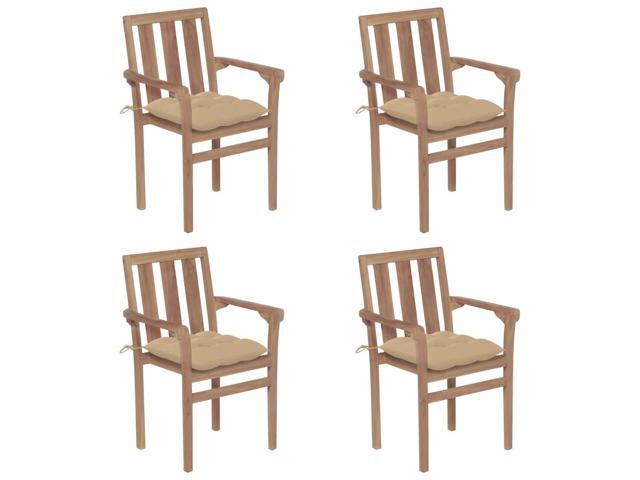 Click here for vidaXL 4x Solid Teak Wood Stackable Patio Chairs w... prices