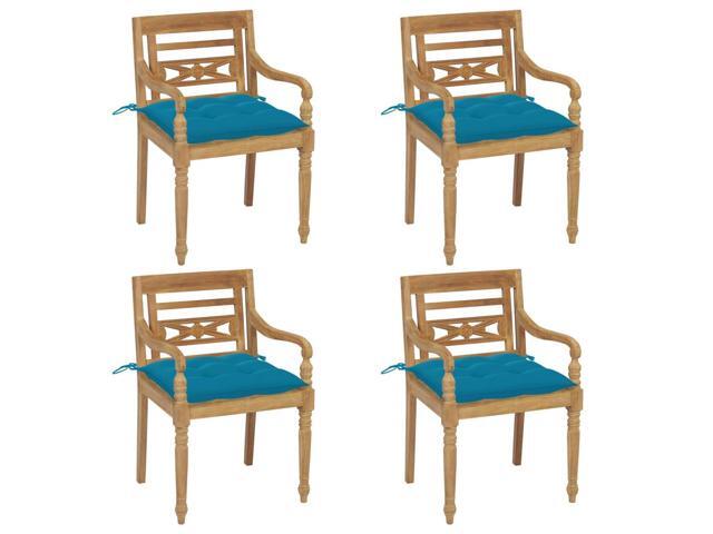 Click here for vidaXL 4x Solid Teak Wood Batavia Chairs with Cush... prices