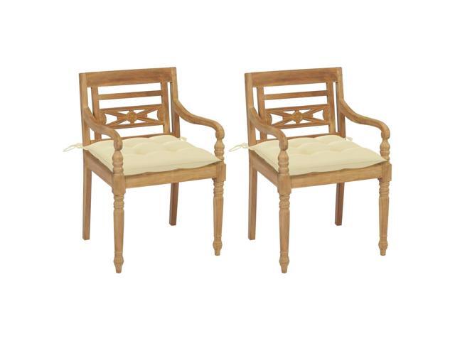 Click here for vidaXL 2x Solid Teak Wood Batavia Chair with Cream... prices