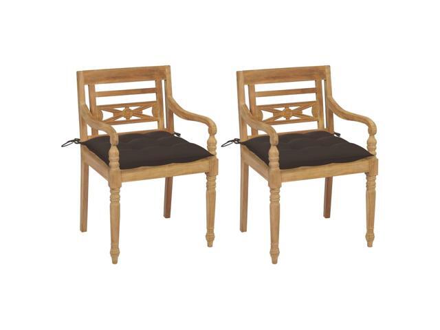 Click here for vidaXL 2x Solid Teak Wood Batavia Chairs with Taup... prices