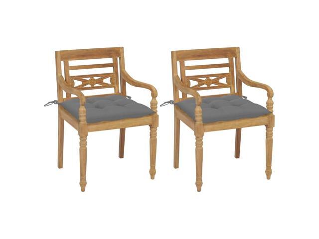 Click here for vidaXL 2x Solid Teak Wood Batavia Chair with Gray... prices