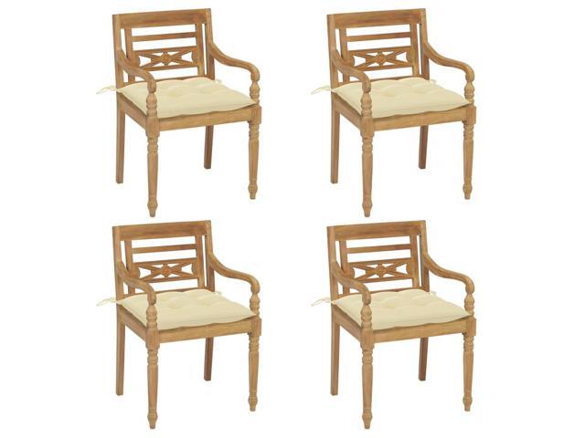 Click here for vidaxL 4x Solid Teak Wood Batavia Chairs with Cush... prices