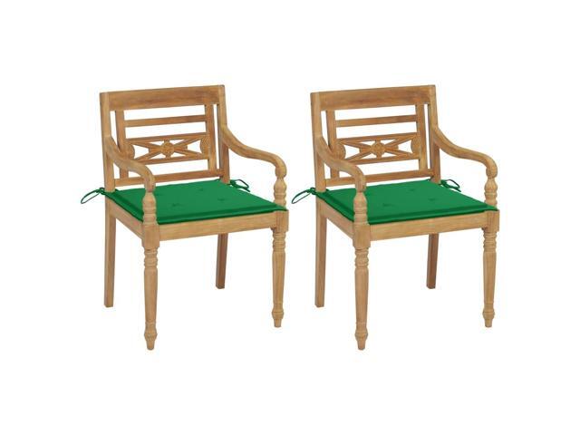 Click here for vidaXL 2x Solid Teak Wood Batavia Chairs with Gree... prices