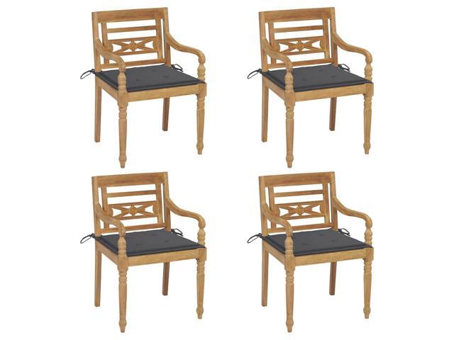 Click here for vidaXL 4x Solid Teak Wood Batavia Chairs with Cush... prices
