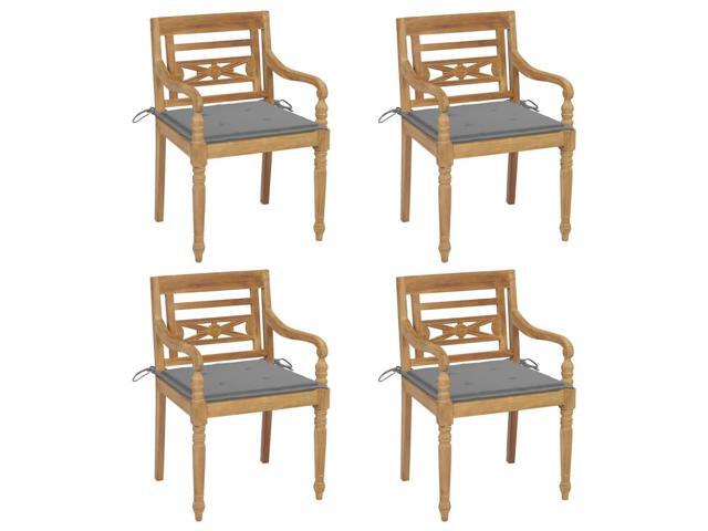 Click here for vidaXL 4x Solid Teak Wood Batavia Chairs with Cush... prices