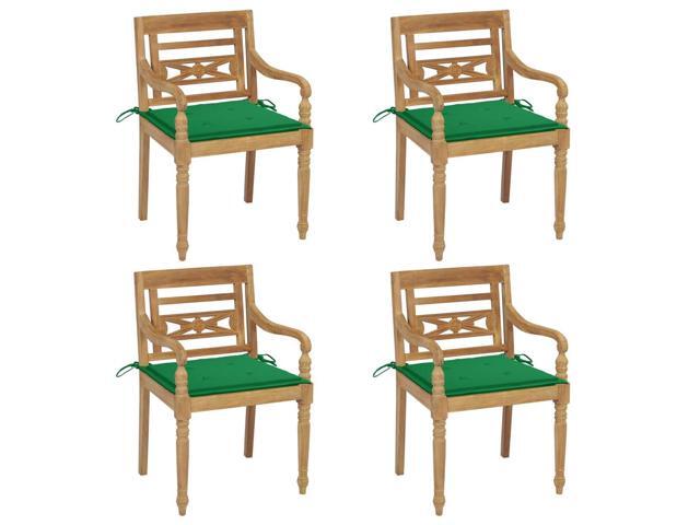 Click here for vidaXL 4x Solid Teak Wood Batavia Chairs with Cush... prices