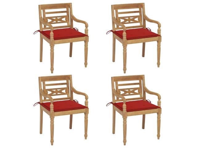 Click here for vidaXL 4x Solid Teak Wood Batavia Chairs with Cush... prices