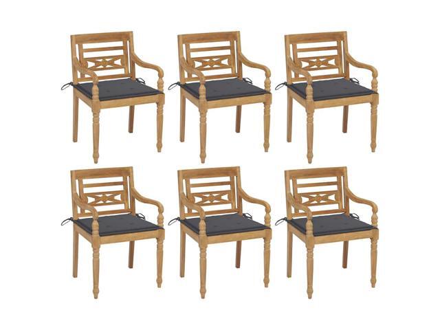 Click here for vidaXL 6x Solid Teak Wood Batavia Chairs with Cush... prices