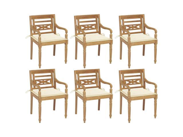 Click here for vidaXL 6x Solid Teak Wood Batavia Chairs with Cush... prices