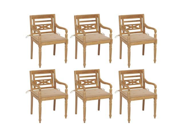Click here for vidaXL 6x Solid Teak Wood Batavia Chairs with Cush... prices