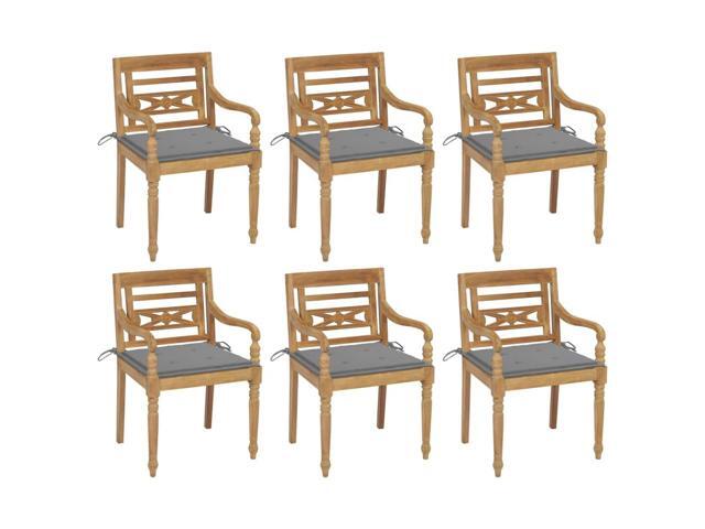 Click here for vidaXL 6x Solid Teak Wood Batavia Chairs with Cush... prices