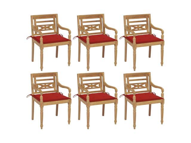 Click here for vidaXL 6x Solid Teak Wood Batavia Chairs with Cush... prices