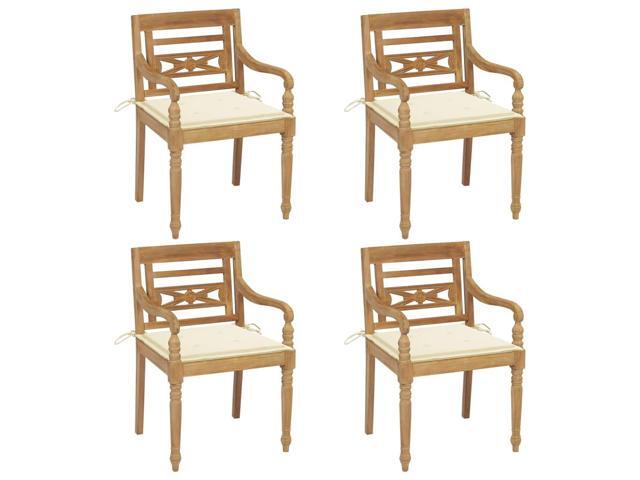 Click here for vidaXL 4x Solid Teak Wood Batavia Chairs with Cush... prices