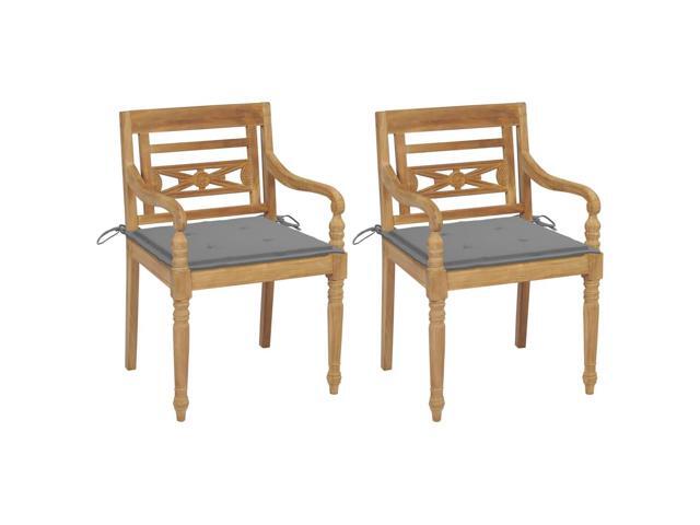 Click here for vidaXL 2x Solid Teak Wood Batavia Chairs with Gray... prices
