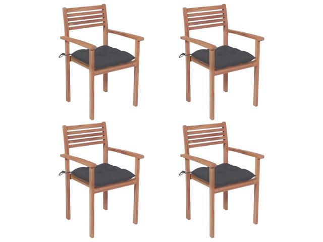 Click here for vidaXL 4x Solid Teak Wood Patio Chair with Anthrac... prices
