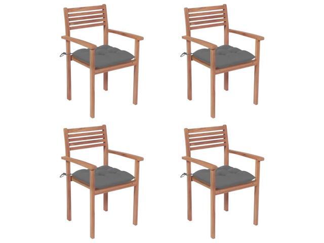 Click here for vidaXL 4x Solid Teak Wood Patio Chair with Gray Cu... prices