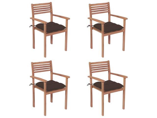 Click here for vidaXL 4x Solid Teak Wood Patio Chairs with Taupe... prices