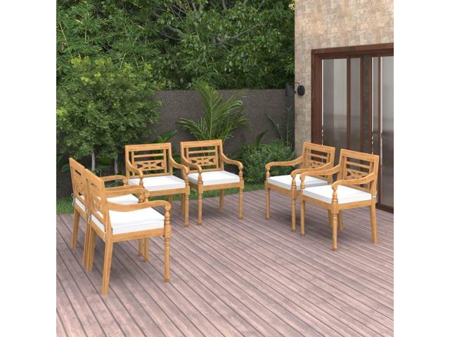 Click here for vidaXL 6x Solid Teak Wood Batavia Chairs with Cush... prices