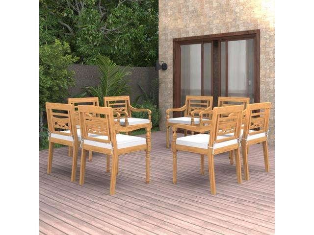 Click here for vidaXL 8x Solid Teak Wood Batavia Chairs with Cush... prices