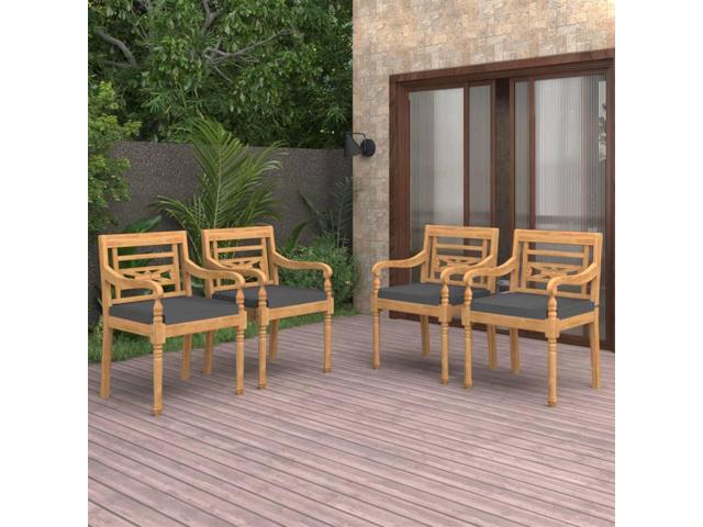 Click here for vidaXL 4x Solid Teak Wood Batavia Chairs with Cush... prices