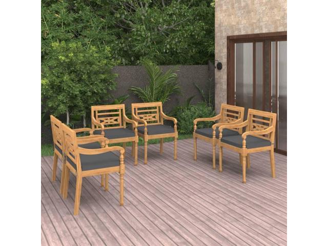 Click here for vidaXL 6x Solid Teak Wood Batavia Chairs with Cush... prices