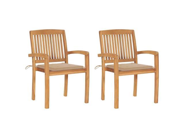 Click here for vidaXL 2x Solid Teak Wood Patio Chairs with Beige... prices