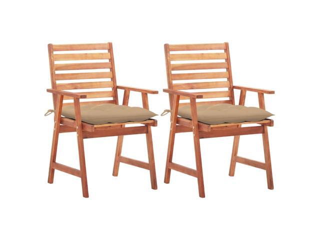 Click here for vidaXL 2x Solid Acacia Wood Patio Dining Chairs wi... prices