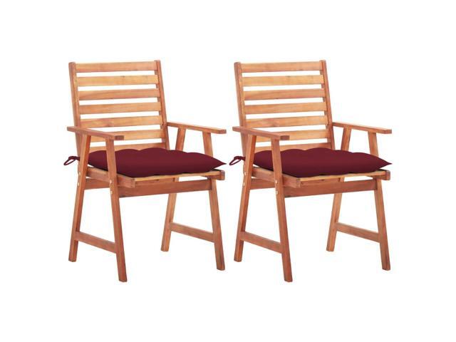 Click here for vidaXL 2x Solid Acacia Wood Patio Dining Chairs wi... prices
