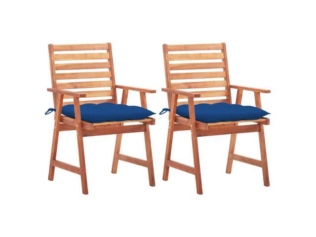 Click here for vidaXL 2x Solid Acacia Wood Patio Dining Chairs wi... prices