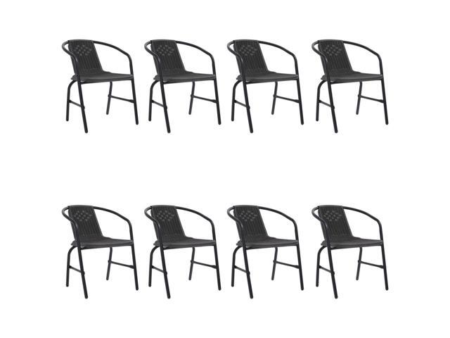 Click here for vidaXL Garden Chair Set of 8 Black Plastic rattan... prices
