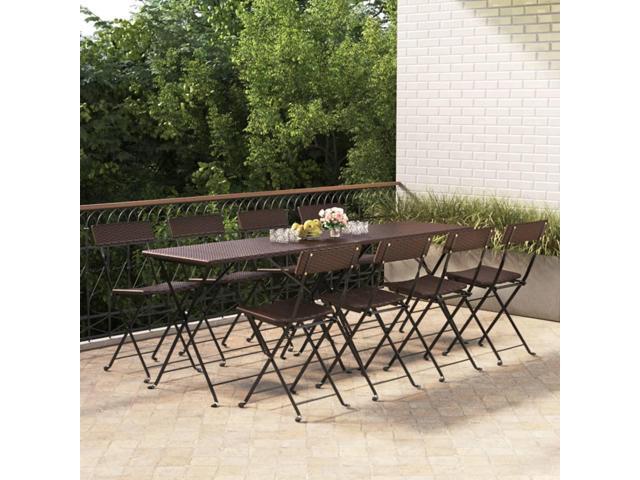 Click here for vidaXL Folding Bistro Chair Set of 8 Brown PE ratt... prices