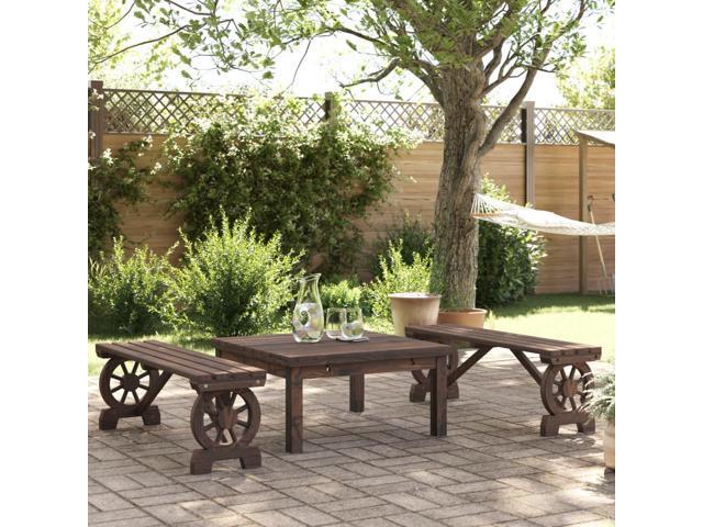 Click here for vidaXL Garden Bench Set of 2 Burnt Solid fir wood... prices