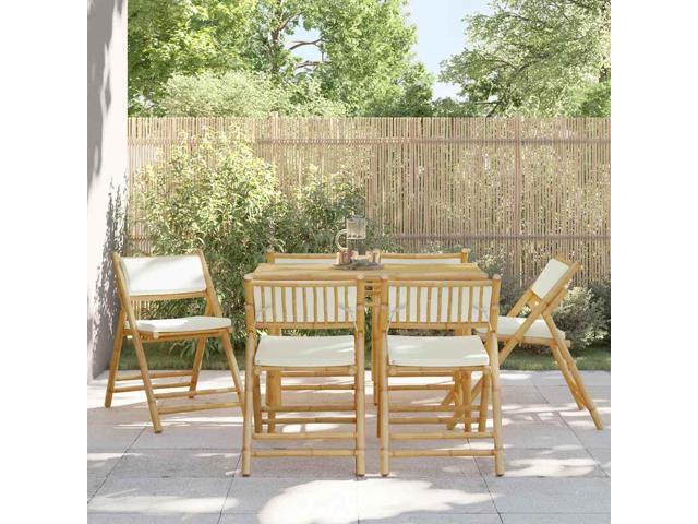 Click here for vidaXL Bistro Chair Set of 6 Cream Bamboo Fabric (... prices