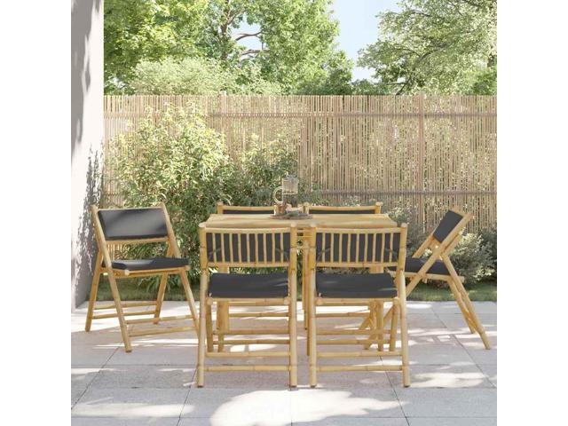 Click here for vidaXL Bistro Chair Set of 6 Dark grey Bamboo  Pol... prices