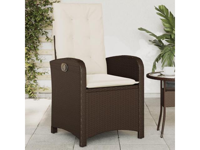 vidaXL Reclining Garden Chair Brown Pe rattan Medium - Brown