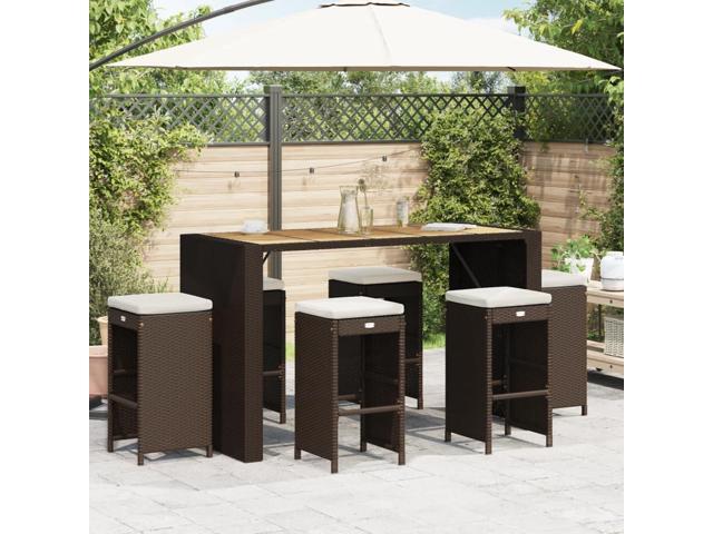 vidaXL Garden Bar Stool Set of 6 Brown Pe rattan Standard - Brown