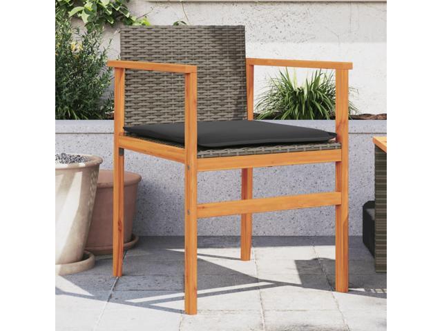 Click here for vidaXL Garden Chair Grey PE rattan  solid acacia w... prices