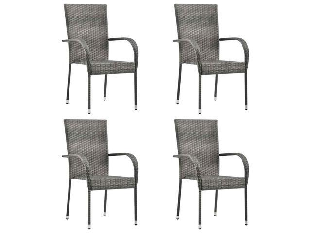 Click here for vidaXL Stackable Outdoor Chairs 4 pcs Gray Poly Ra... prices