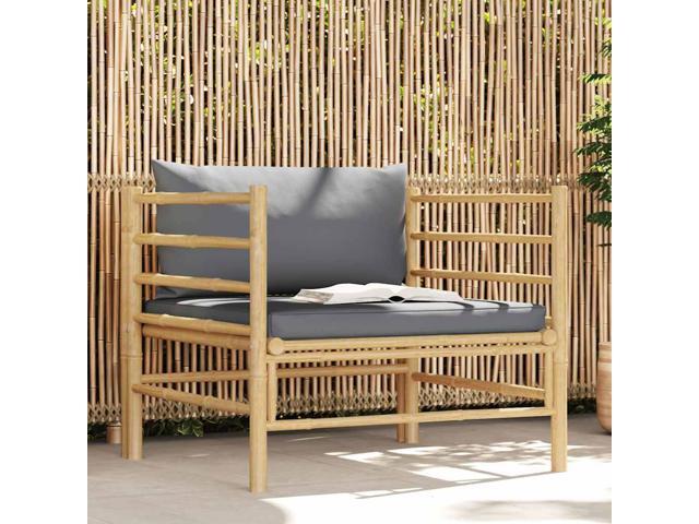 Click here for vidaXL Garden Sofa with Dark Gray Cushions Bamboo prices