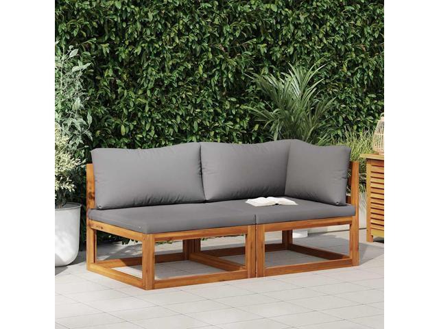 Click here for vidaXL 2 Piece Sofa Set with Dark Gray Cushions So... prices