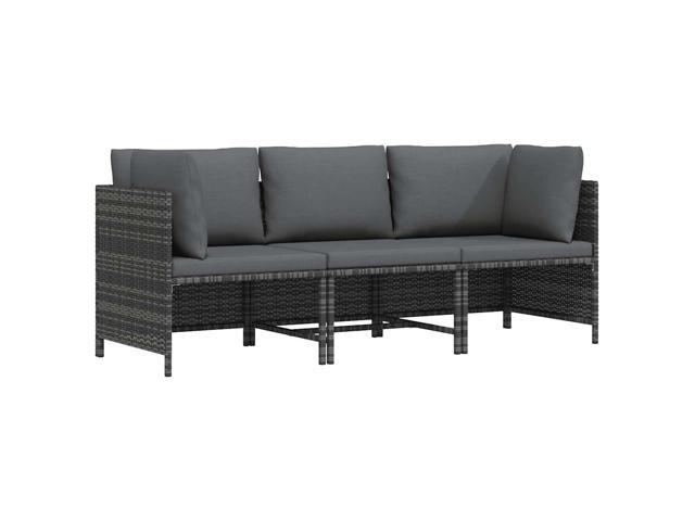 Click here for vidaXL 3-Seater Patio Sofa with Cushions Gray Poly... prices